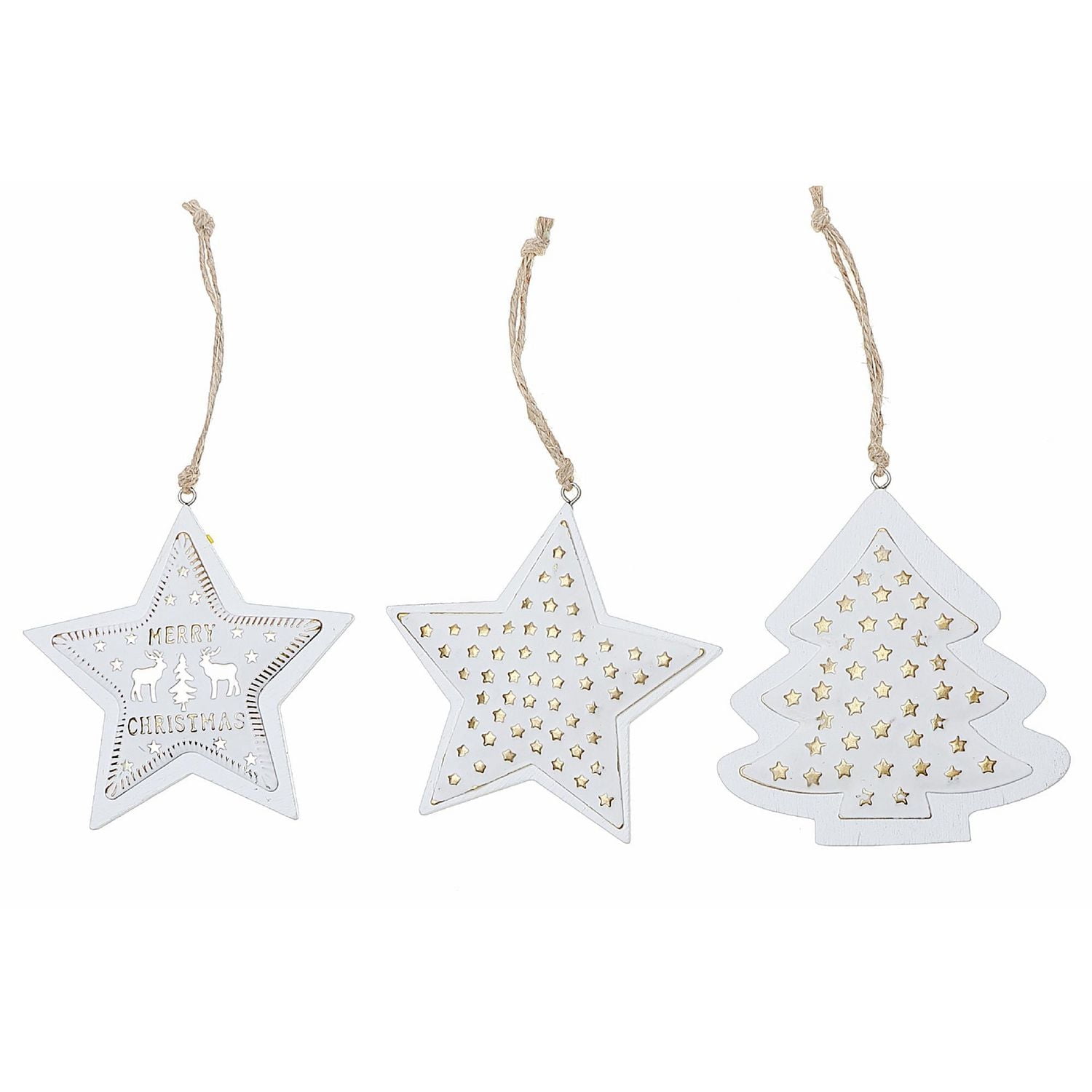 Click here for F-Home Décor Wooden Star And Tree Ornament - Set O... prices