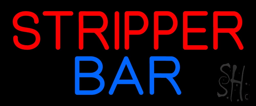 Stripper Bar LED Neon Sign 10" Tall x 24" Wide - inches Black Square ...