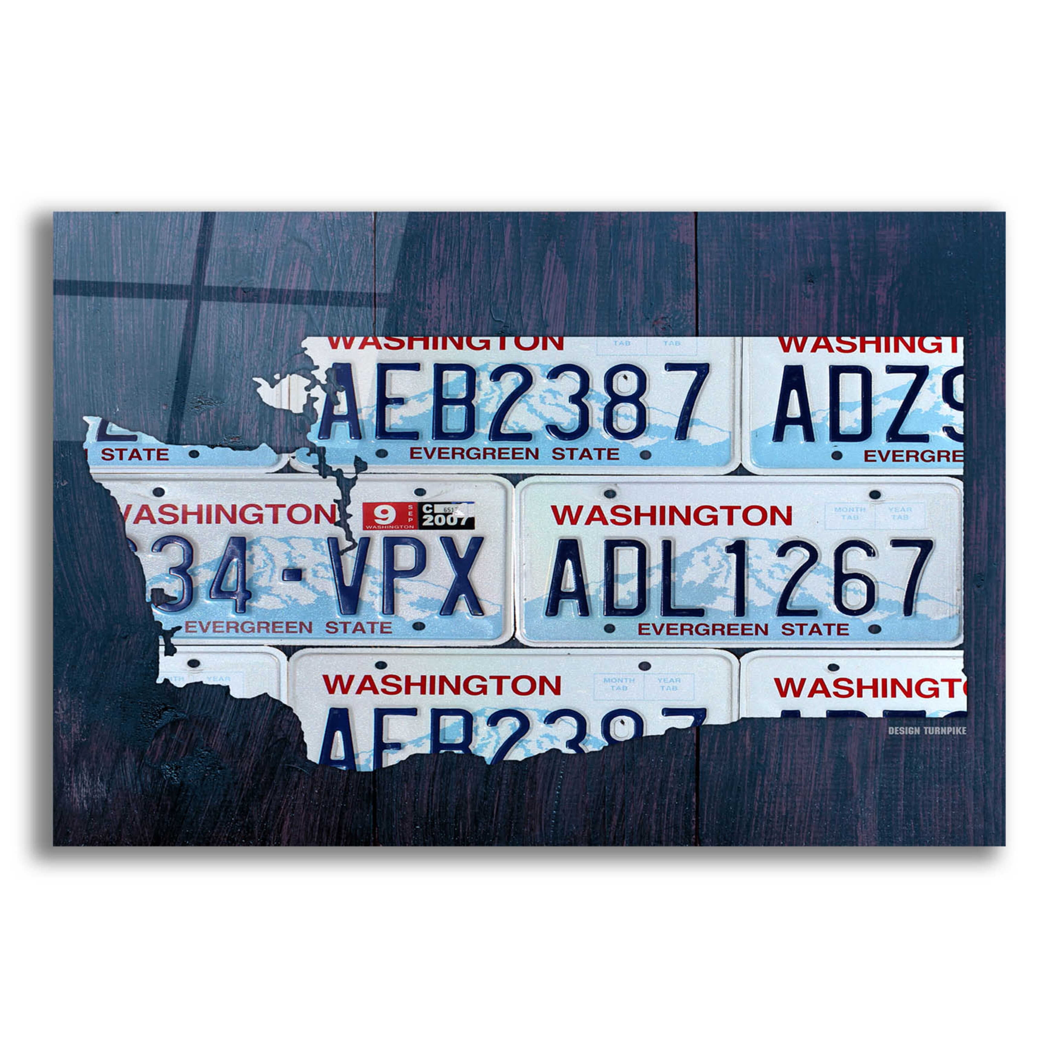 Epic Art 'Washington License Plate Map' by Design Turnpike, Acrylic ...