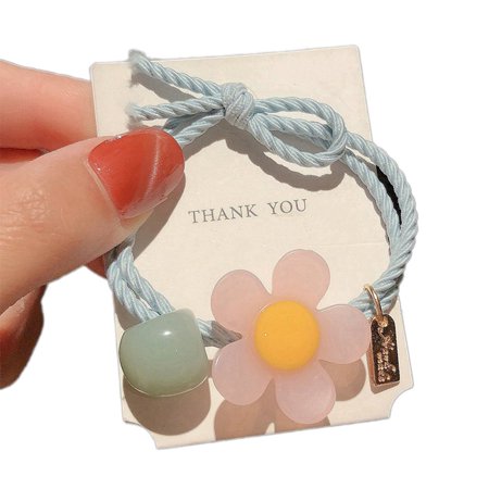2 PACKS Small Fresh Hair Rope Cute Colored Flowers Super Fairy Knotted ...