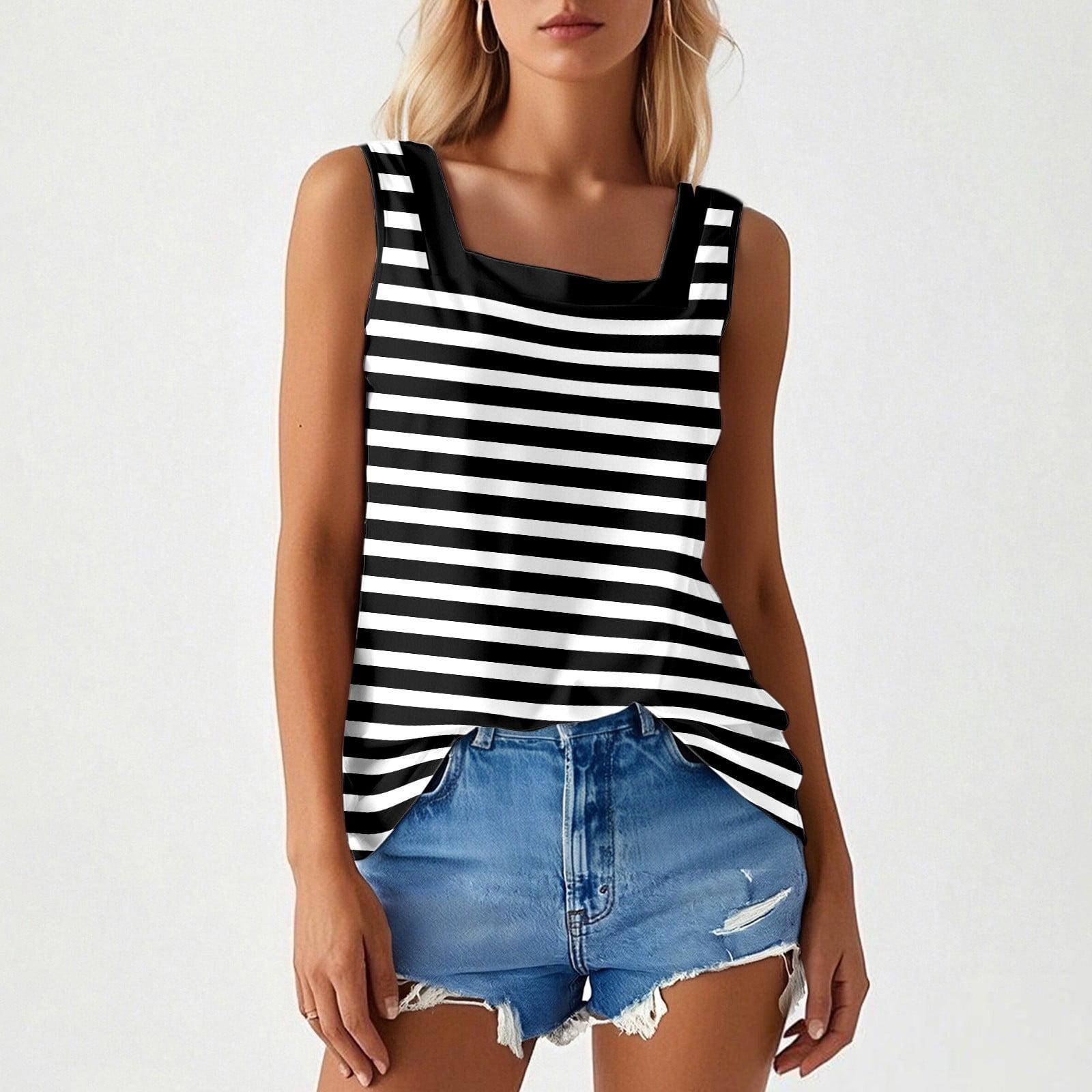 Click here for Uanwenn Womens Square Neck Casual Shirt With Vest... prices