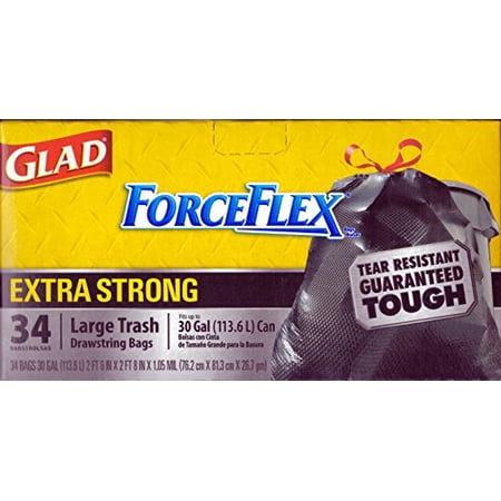 Glad Force Flex Extra Strong Large Drawstring Trash Bags 34 ct ...