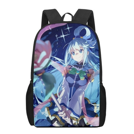 anime aqua konosuba Kids School Bags 3D Printed Book Bag Men 16 Inch ...