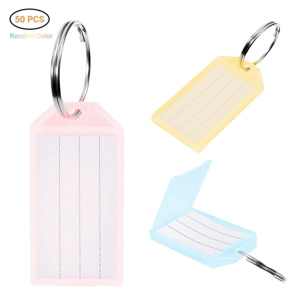 pitrice 50Pcs Plastic Key Tags with Split Ring Holder Label Window ...