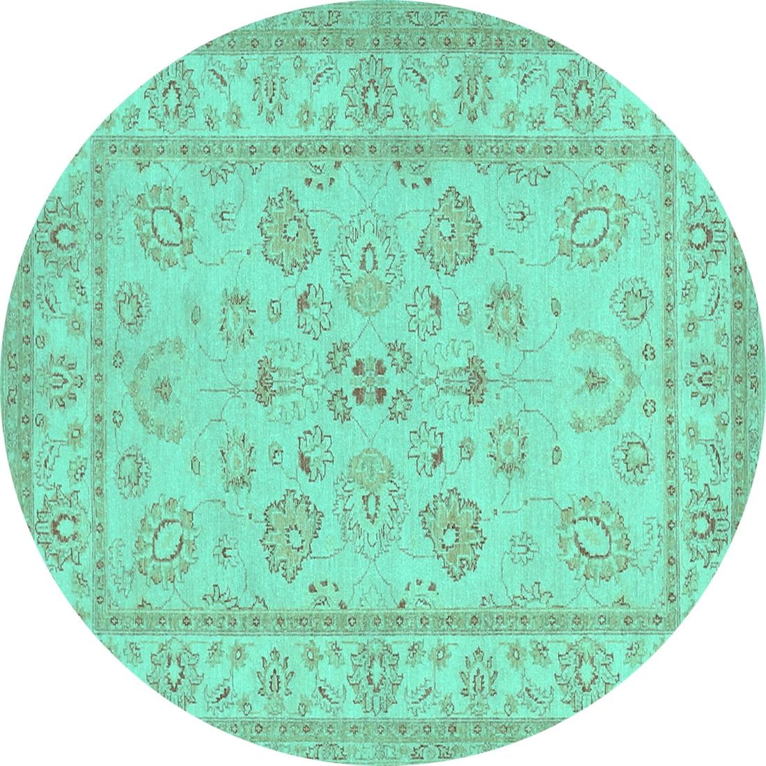 Ahgly Company Indoor Round Oriental Turquoise Blue Traditional Area ...