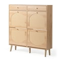 Ktaxon Rattan Shoe Cabinet with 4 Flip Drawers 2 Drawers, 20 Pairs ...