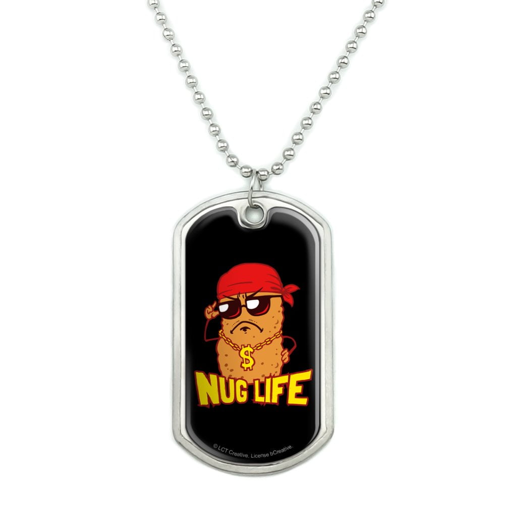 Nug Life Chicken Nugget Funny Humor Military Dog Tag Pendant Necklace ...