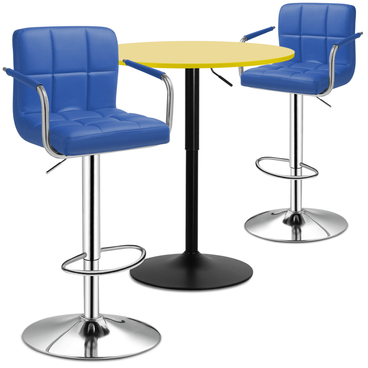 Magshion Set of 3 Bar Dining and Chair Set, 31.5" Round Cocktail Table ...