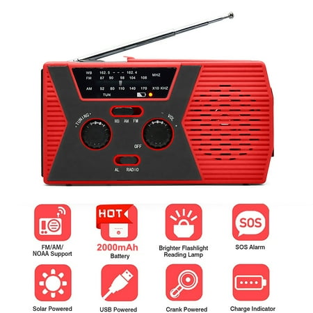 Mymisisa Portable Emergency Radio Solar Weather Radios with Hand Crank ...