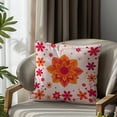 Orange-red flower pattern, large flower in the center, light pink ...