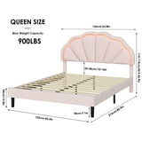 Homfa LED Bed Frame, Queen Size Bed for Bedroom, Velvet Upholstered ...