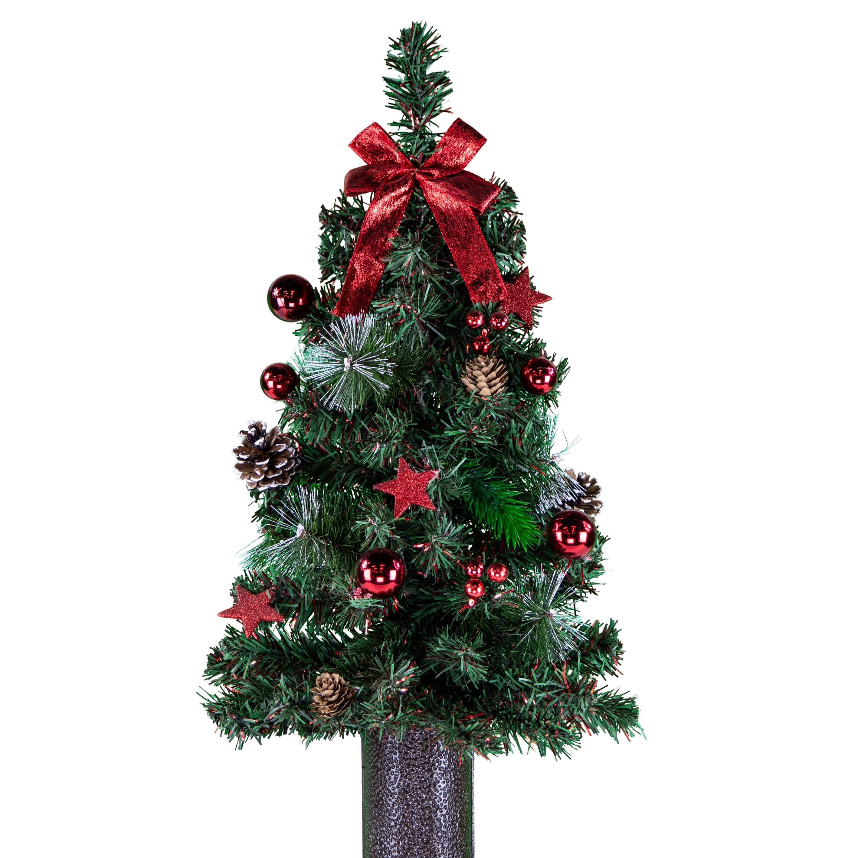 Sympathy Silks 24" Artificial Christmas Tree with Red Bow, Xmas ...