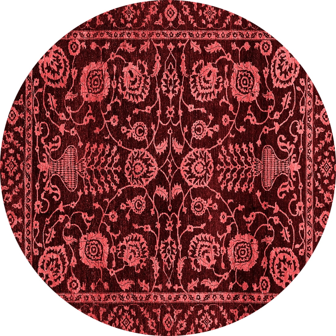 Ahgly Company Indoor Round Abstract Red Modern Area Rugs, 7' Round ...