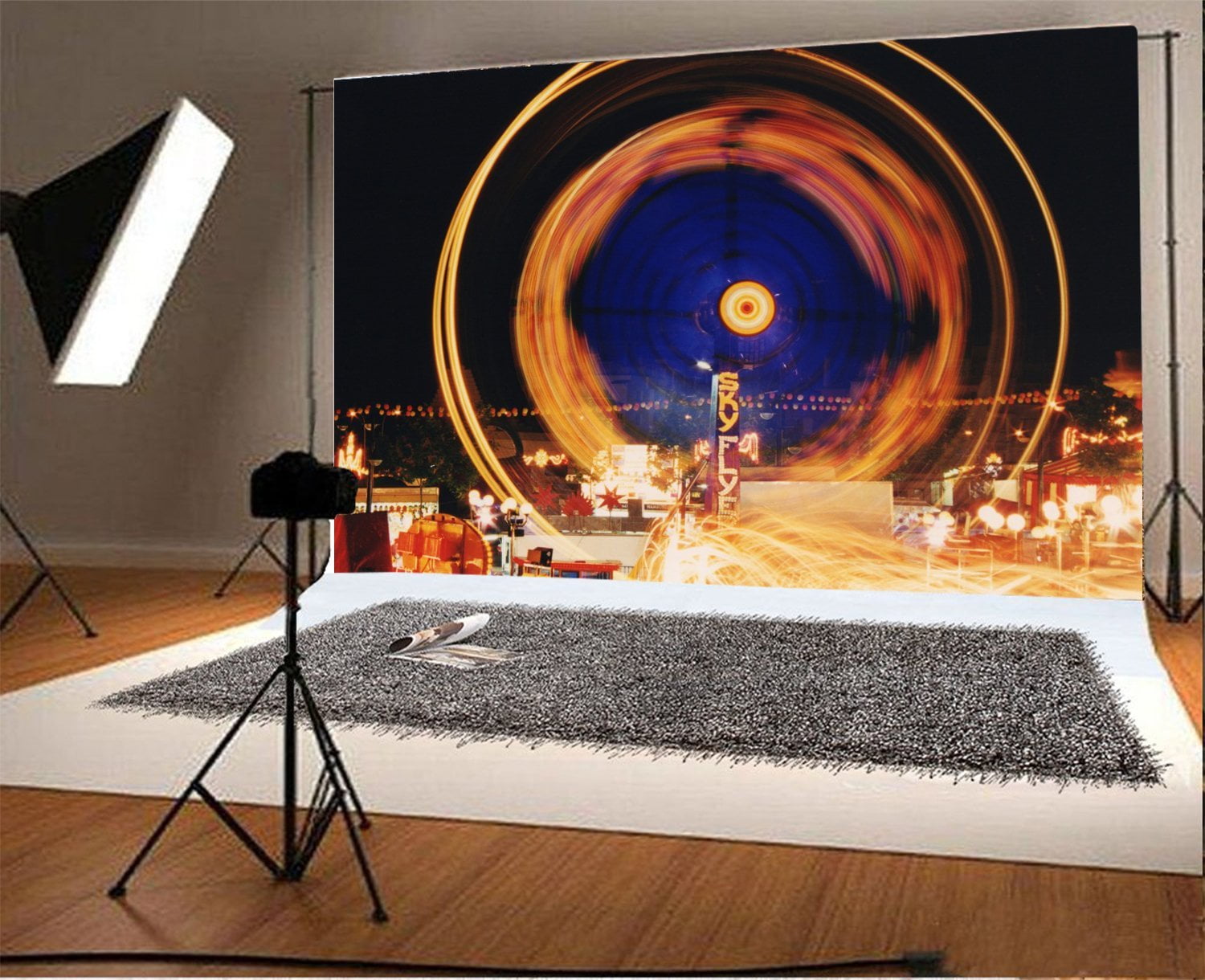 7x5ft Cityscape Backdrop Shining Lights Glitter Neons Night View ...