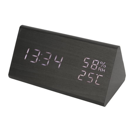 Digital Alarm Clock, Wood Grain Modern Design Lightweight Portable ...