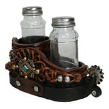 Western Cowboy Double Boot Spurs And Concho Faux Leather Salt Pepper ...