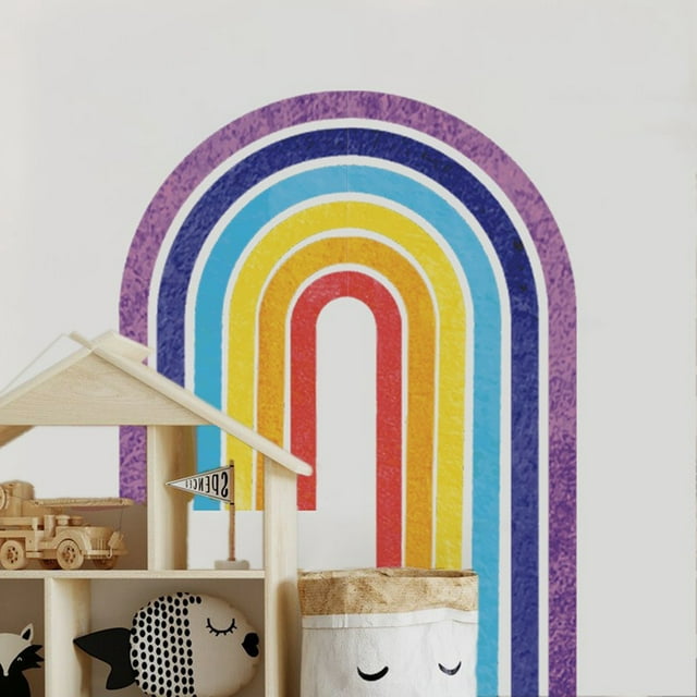 Colorful Rainbow Wall Decal, Large Size Boho Rainbow Wall Stickers for ...