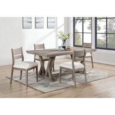 Coaster Florence 5-piece Round Wood Dining Set Rustic Smoke and Beige ...