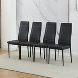 Modern Dining Room Chair Only Set of 4 Small Kitchen Chairs Black Faux ...