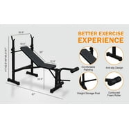 660LBS Adjustable Weight Bench with Squat Rack , 6-in-1 Workout Bench with Leg Extension and ...