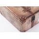 Set of 2 Vintage-Style World Map Leather Suitcase Trunks with Straps ...