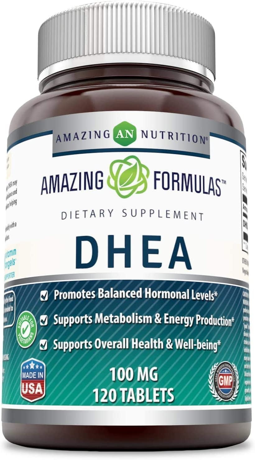 Amazing Formulas DHEA Dietary Supplement 100 Mg, 120 Tablets (Non GMO ...