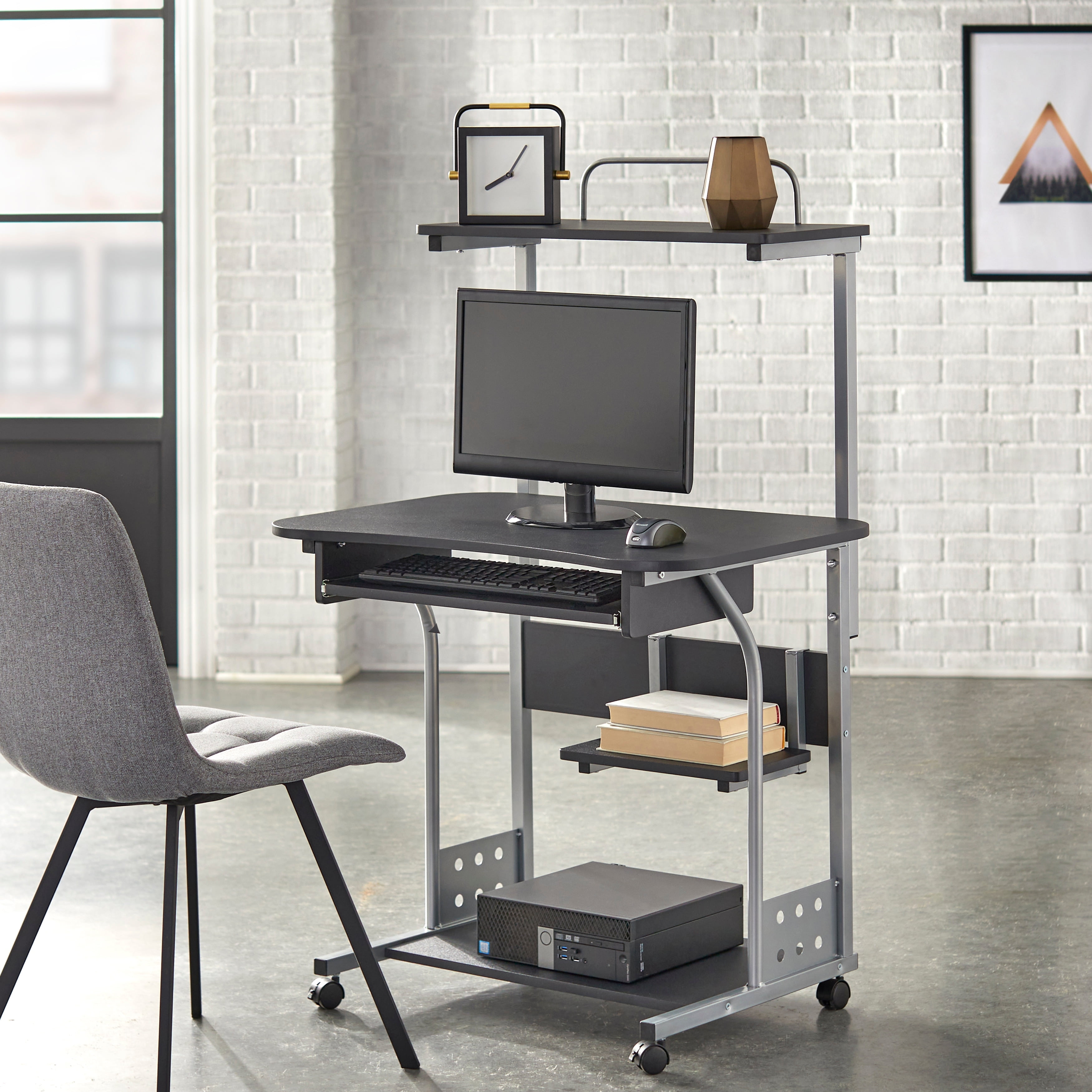 Mobile Computer Tower with Shelf Multiple Finishes Walmart