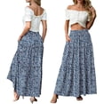Lepunuo Womens Casual Boho High Waisted Flowy Maxi Skirts Trendy Floral ...
