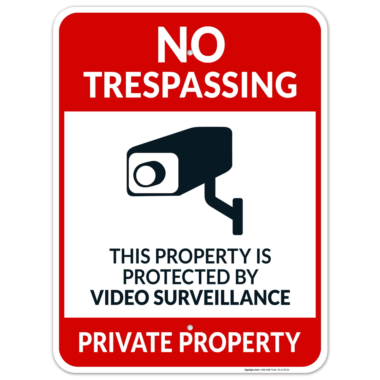 No Trespassing Video Surveillance Sign, Private Property Sign, 18x24 ...