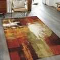 Burnt Orange 3'x5' Washable Rug, Fall Modern Oil Painting Abstract Art ...