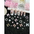 1 Box Random Mixed ABS Pearl Heart Bow Nail Art Decorations, 3D Alloy ...