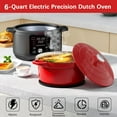 6-Quart Enameled Cast Iron Dutch Oven, 1500W Large Electric Cooking Pot ...