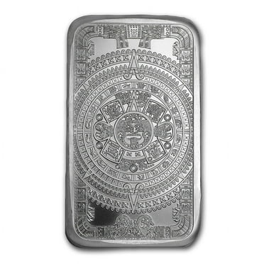 10 oz .999 Fine Silver Bar - Aztec Calendar Sun Stone Design, Made in ...