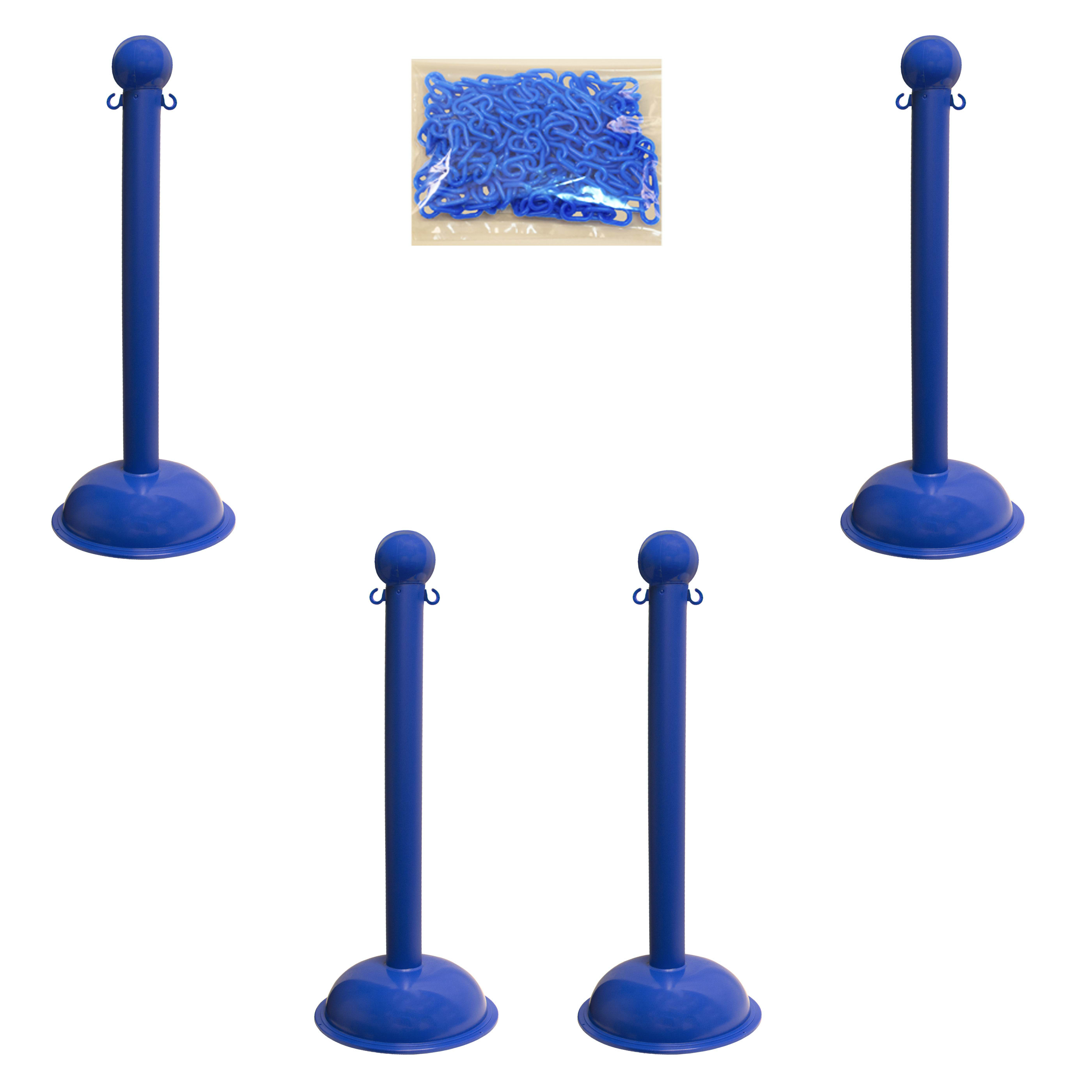 3 Inch Blue Heavy Duty Stanchion & Chain Kit (6 Pk) - Walmart.com
