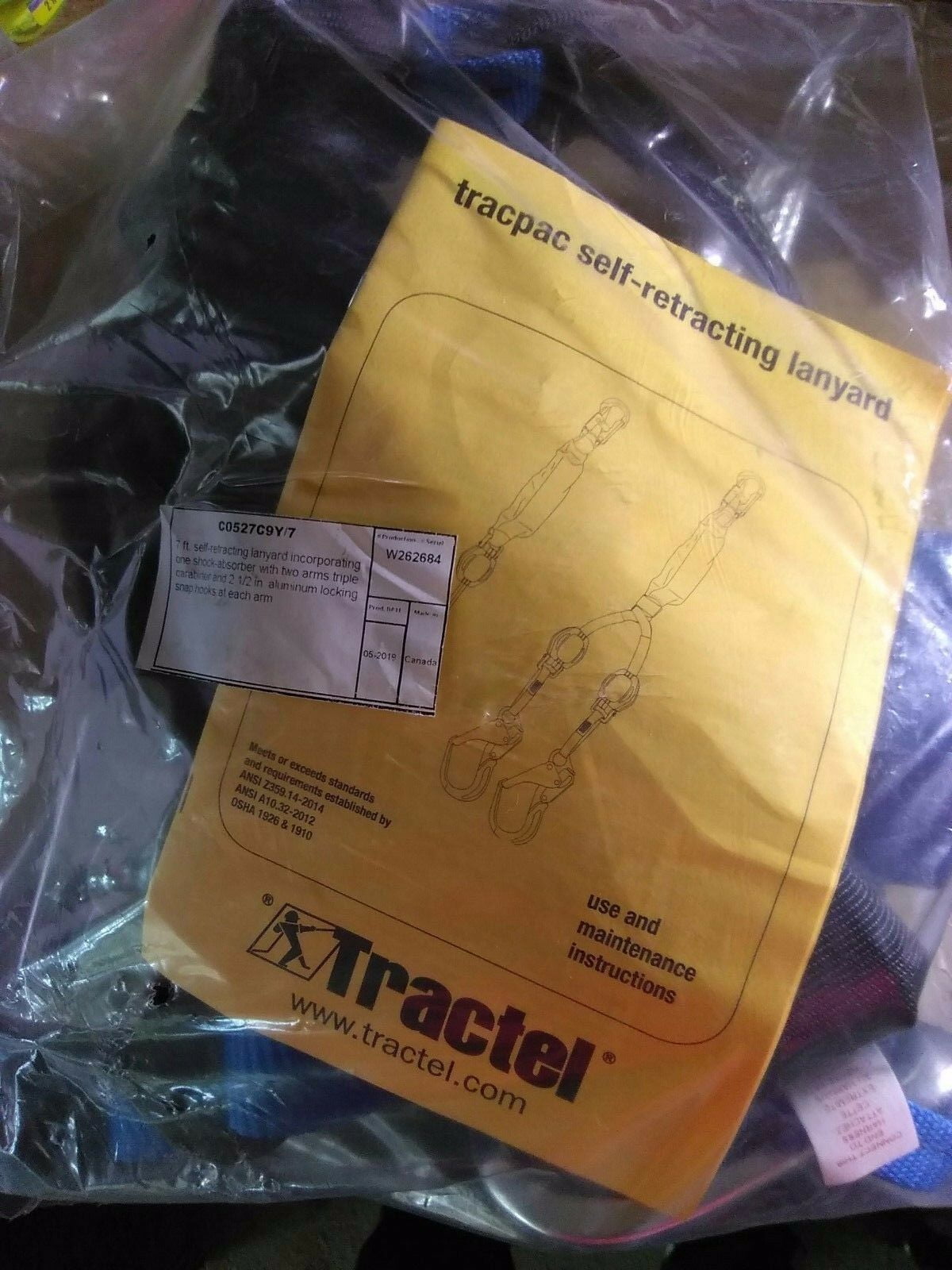 TRACTEL TRAPAC SELF RETRACTING LIFELLINE LANDYARD OEM NEW #C0527C9Y/7 ...