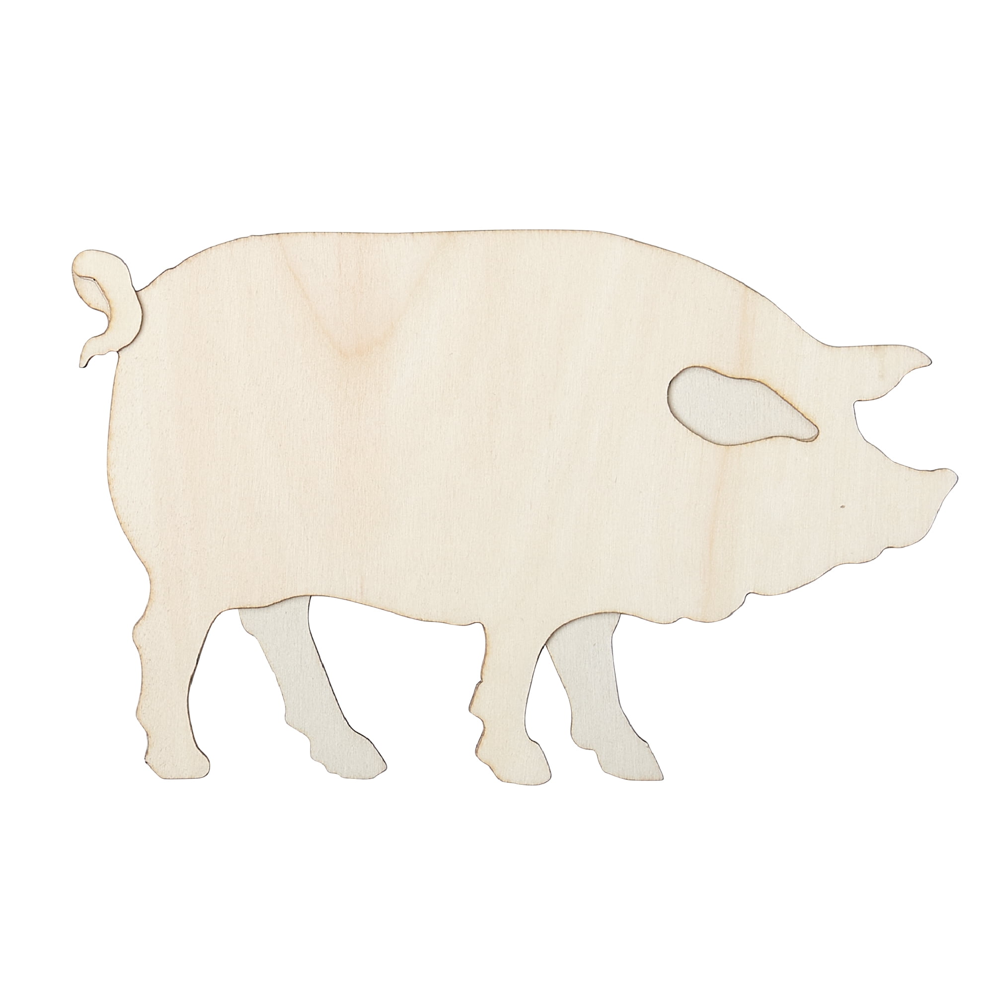 Plaid Unpainted Wood Surface Layered Shape, Pig, 7" - Walmart.com