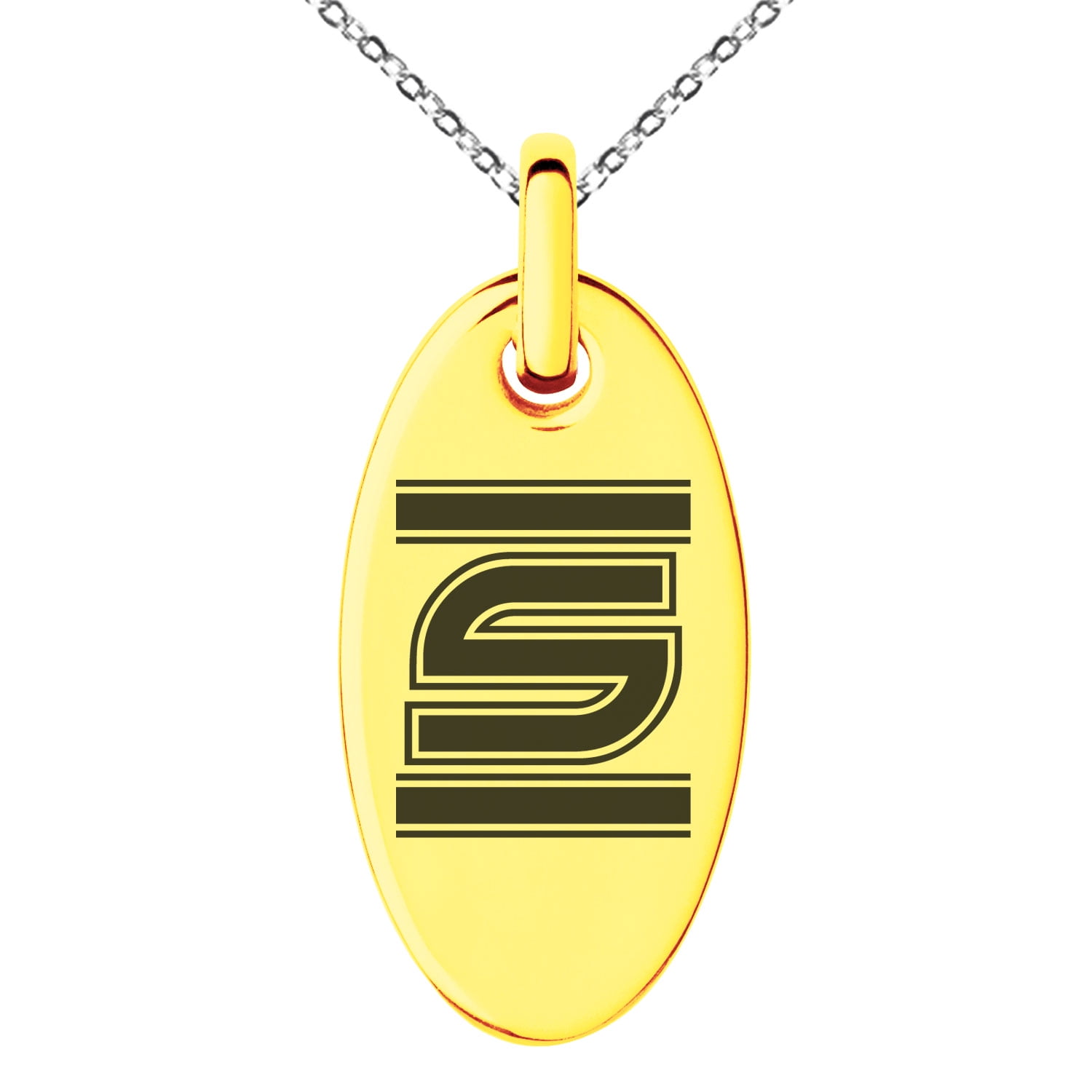 Stainless Steel Letter S Initial Empire Monogram Engraved Small Oval ...