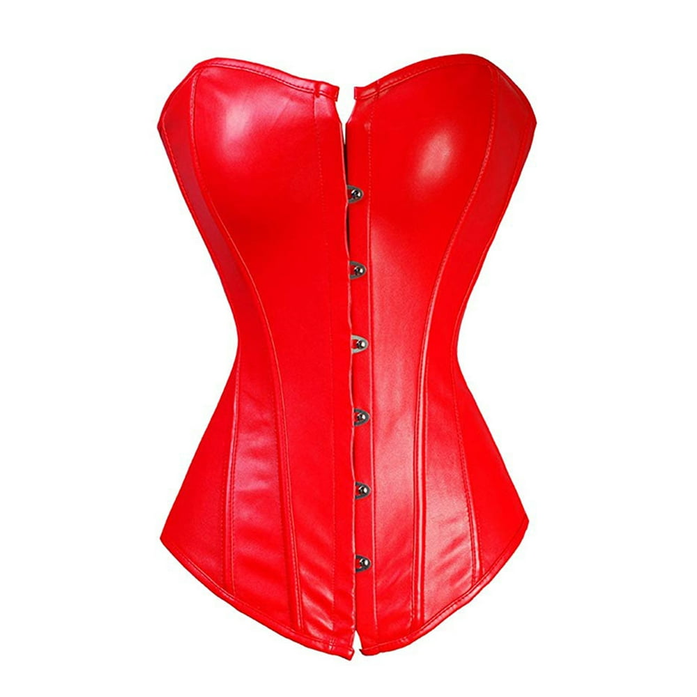 Lelinta Lelinta Womens Waist Trainer Corset Faux Leather Zipper Front