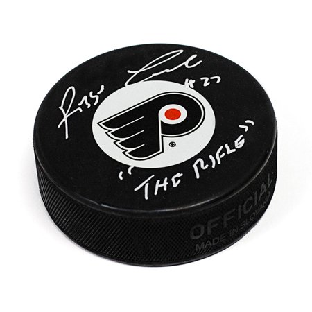 Reggie Leach Philadelphia Flyers Signed Hockey Puck with The Rifle Note ...