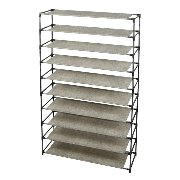 Simplify 10-Tier Space Saving 50 Pair Shoe Rack, Fabric, Metal and ...