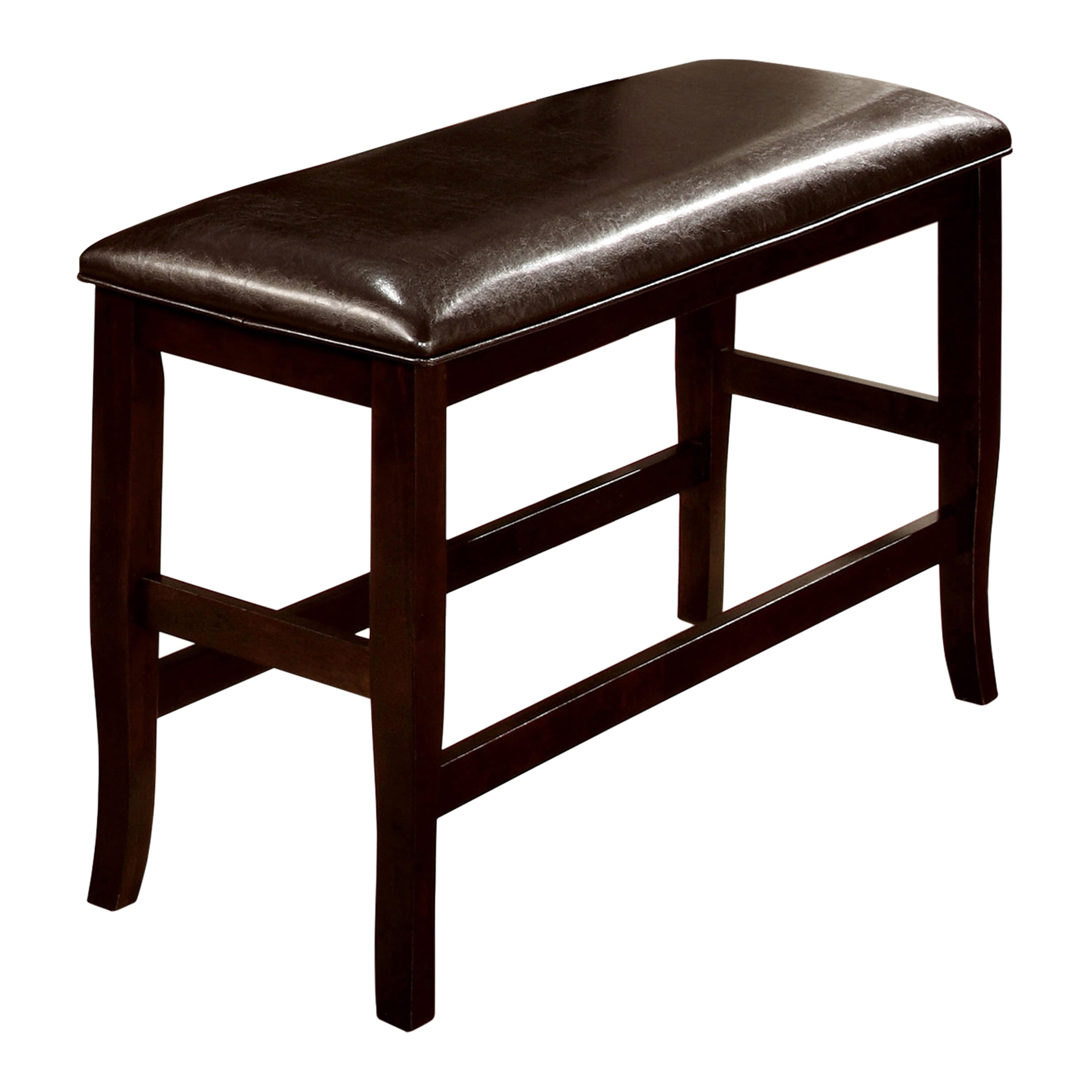 Furniture of America Tula Padded Counter Height Dining Bench, Espresso ...