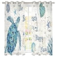 Blue Sea Turtle Sheer Curtains 45 Inch Long 2 Panels, Beach Happy Place ...