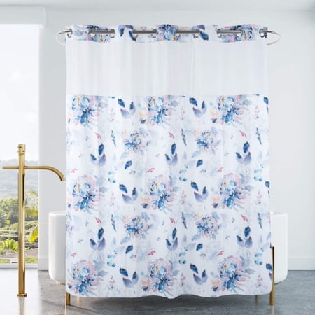 Extra Long 71x79 Hookless Fabric Shower Curtains with Snap-in Liner ...