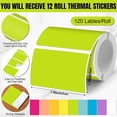 12 Rolls Printer Labels Adhesive Thermal Paper Thermal Label Stickers ...
