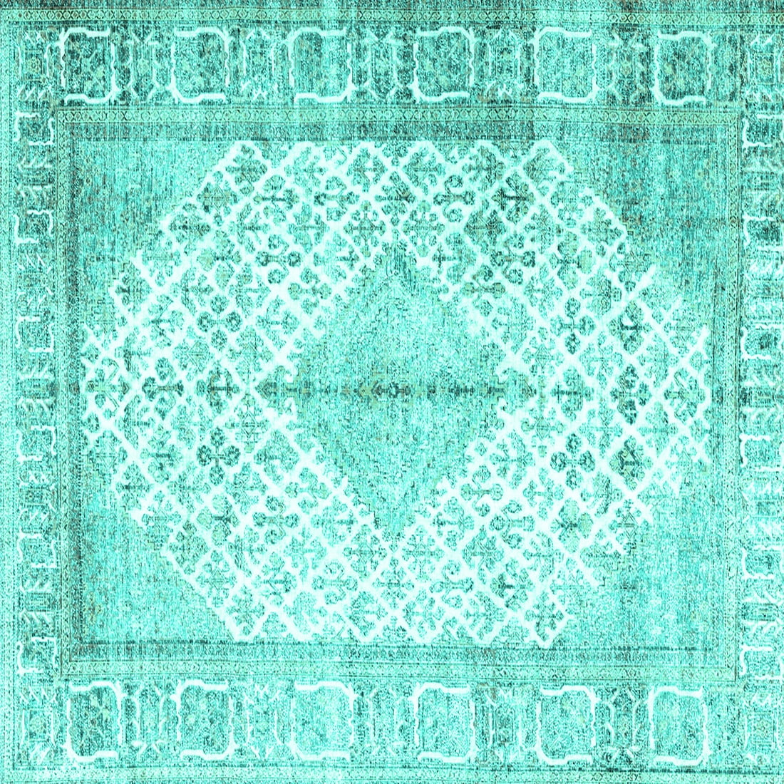 Ahgly Company Machine Washable Indoor Square Persian Turquoise Blue ...
