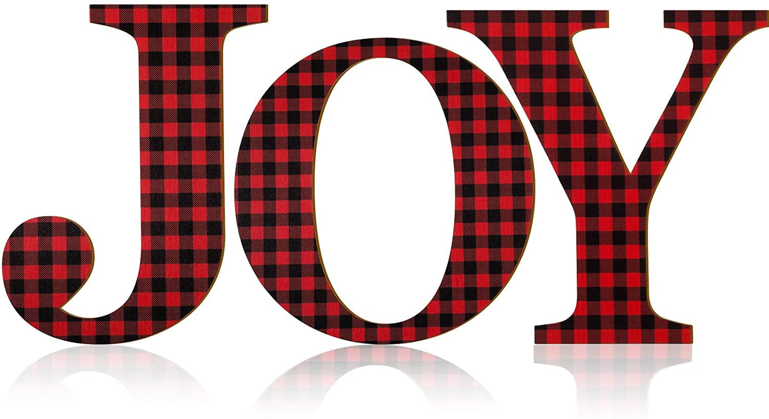 3 Pieces Christmas Joy Letter Sign Buffalo Check Plaid Letter 12 Inch ...
