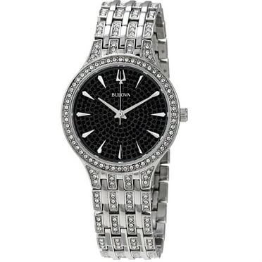 Bulova Women's Classic Crystal Black Stainless Steel Watch 98L252 ...