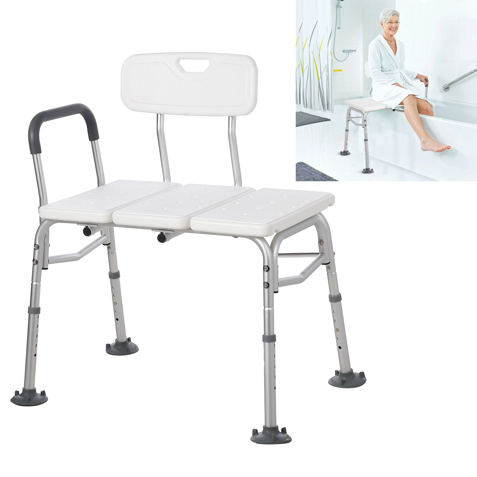 Height Adjustable Aluminum Shower Chair - Heavy Duty 300 lb Bath Seat ...