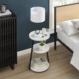Skylar Round 3-Tier Side Accent Table with Raised Lip Edge Tabletop and ...
