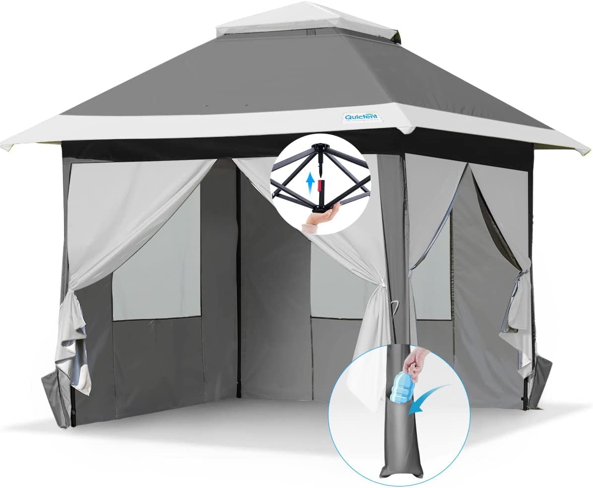 Quictent 13'x13' Pop up Gazebo Canopy Tent with Sidewalls, One Person ...